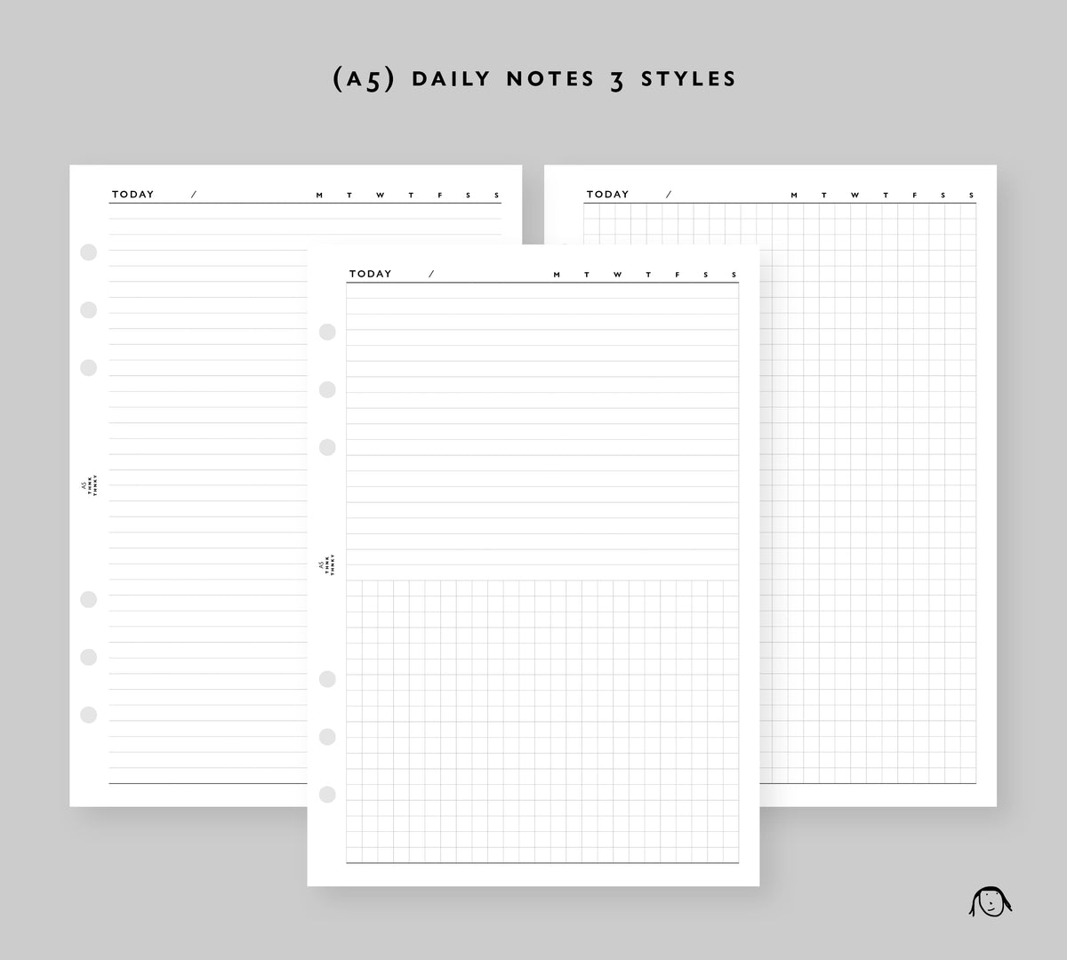 A5D3-A5 Size Daily Notes 3 Styles – Thinkthankay