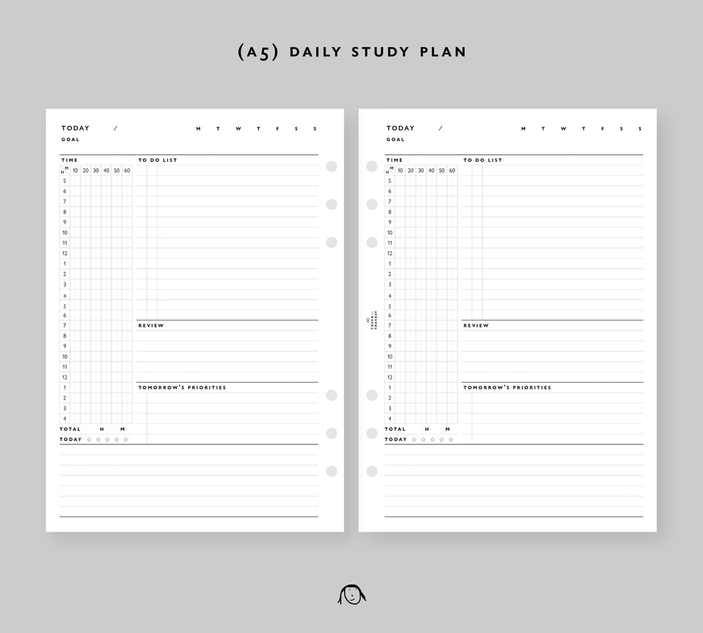A5 Size Daily Study Plan Printable Inserts – Thinkthankay